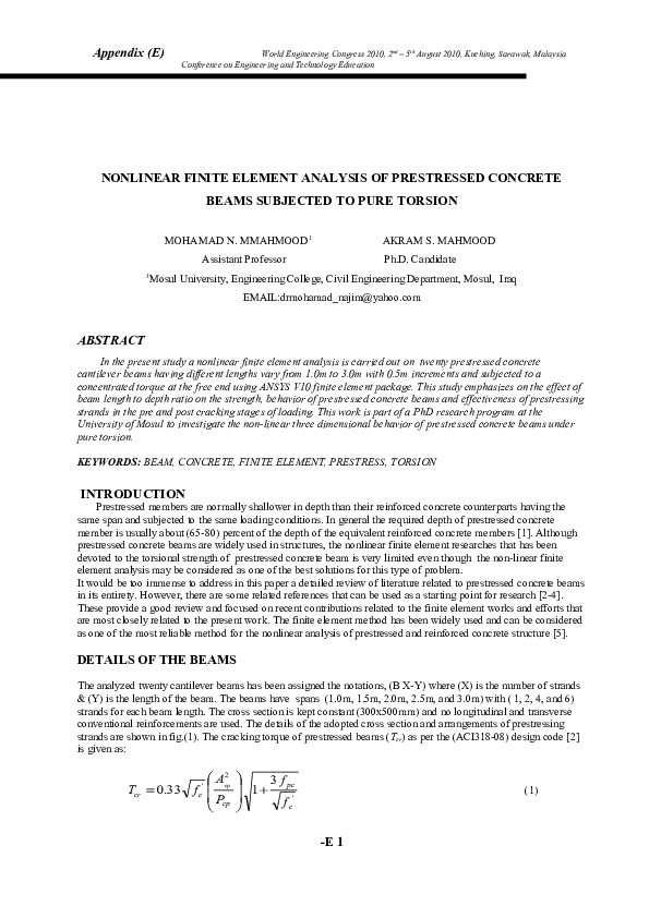 Doc Torsional Behavior Of Prestressed Concrete Beams Strengthened By Cfrp Sheets
