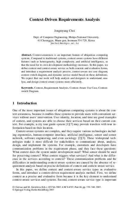 (PDF) Context-Driven Requirements Analysis