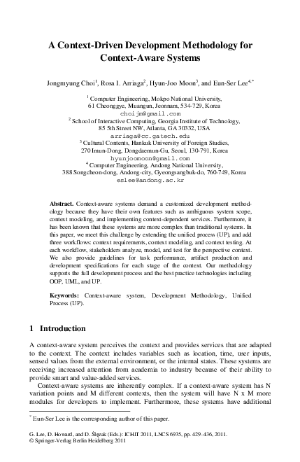 Pdf A Context Driven Development Methodology For Context Aware Systems