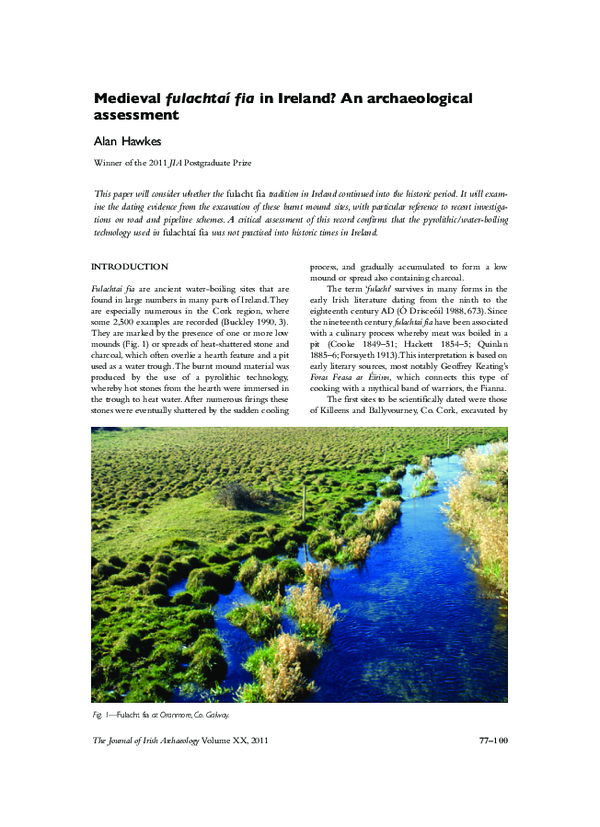 (PDF) Medieval fulachtaí fia in Ireland? An Archaeological Assessment