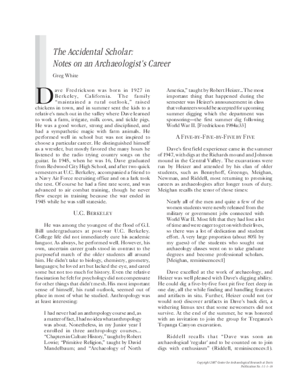 (PDF) The Accidental Scholar: Notes on an Archaeologist's Career ...