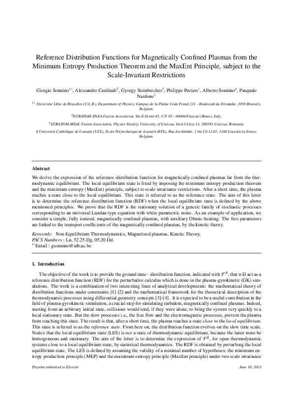 (PDF) Reference Distribution Functions for Magnetically Confined ...