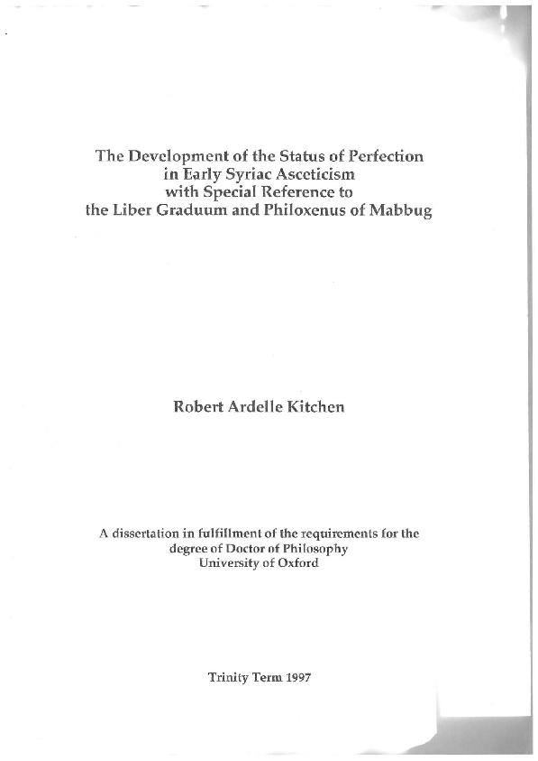 (PDF) The development of the status of perfection in early Syriac ...
