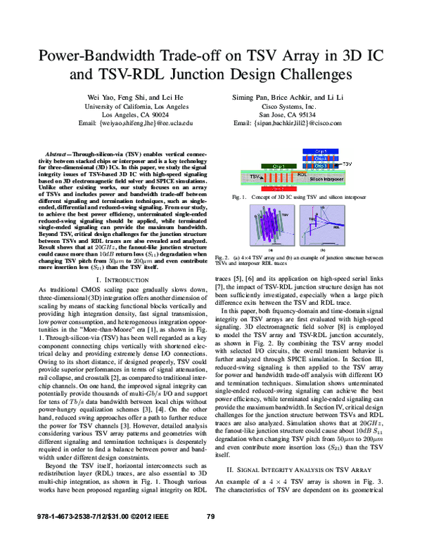 (PDF) Power- Bandwidth Trade-off on TSV Array in 3D IC and TSV-RDL ...