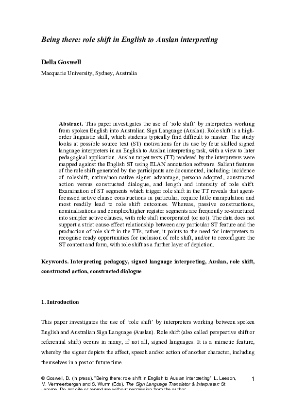 (PDF) Compression Strategies: ASL to English Interpreting | William F . Ross III - Academia.edu