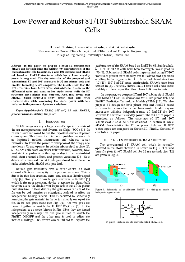 (PDF) Low Power and Robust 8T/10T Subthreshold SRAM Cells