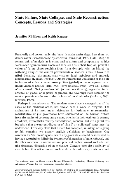 State Failure, State Collapse, and State Reconstruction: Concepts ...