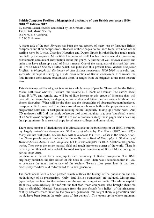 (PDF) British Composer Profiles: a biographical dictionary of past ...