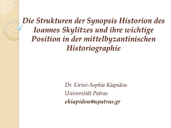 (PDF) Institut für Byzantinistik, Byzantinische Kunstgeschichte und Neogräzistik: "Die ...