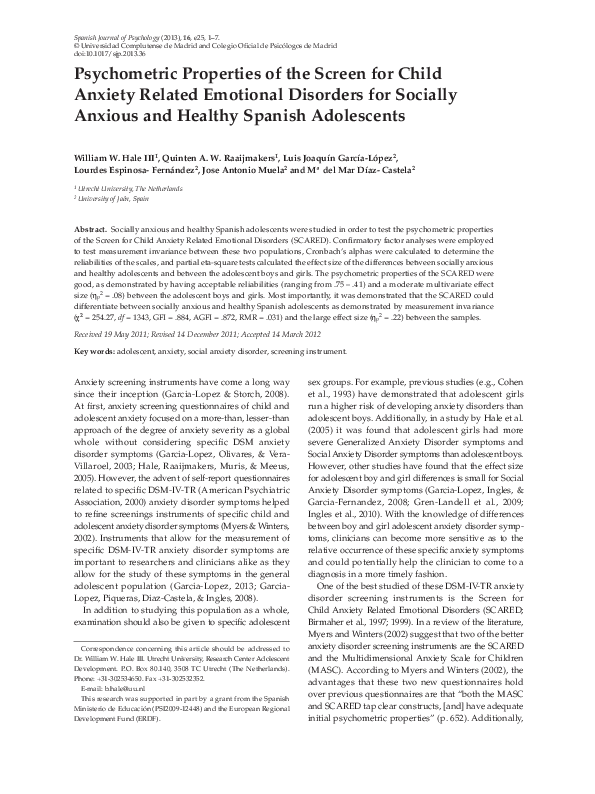 SCARED SPANISH español escala ansiedad