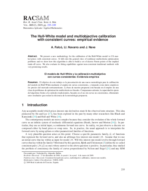 (PDF) The Hull-White model and multiobjective calibration with consistent curves: empirical evidence