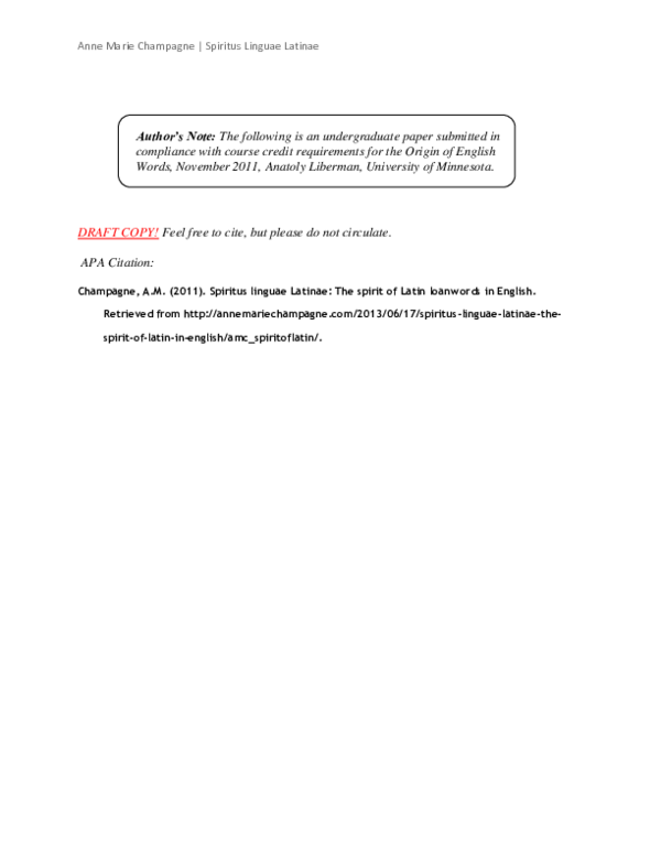 (PDF) Spiritus Linguae Latinae: The Spirit of Latin in English