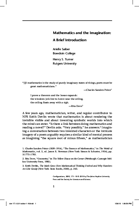 (PDF) Mathematics and the Imagination: A Brief Introduction.