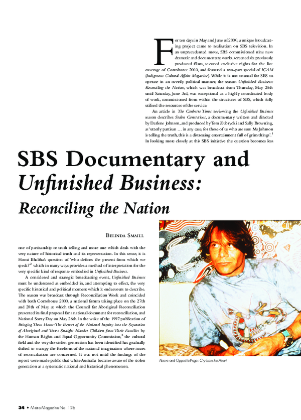 SBS Documentary and Unfinished Business