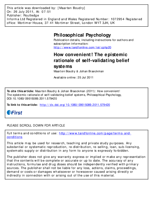 (PDF) How convenient! The epistemic rationale of self-validating belief systems