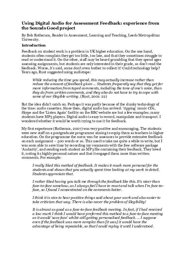(PDF) Audio feedback