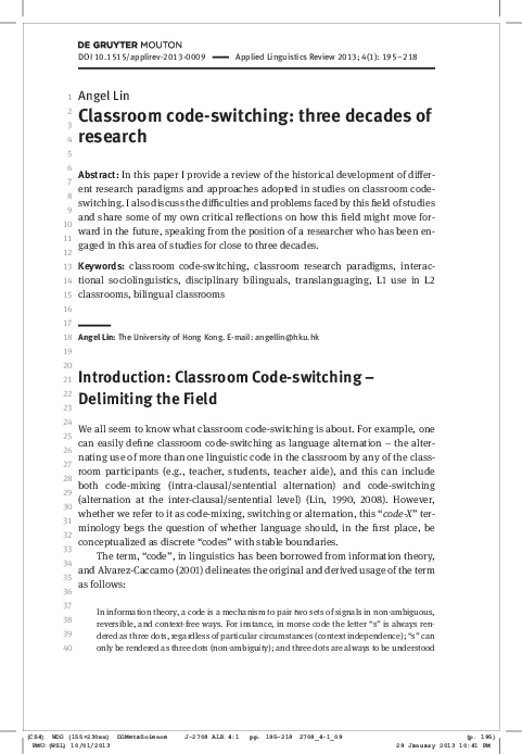 code switching in the classroom