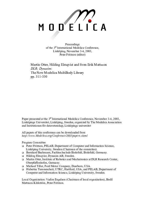 (PDF) The New Modelica MultiBody Library