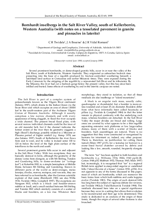(PDF) Bornhardt inselbergs in the Salt River Valley, south of ...