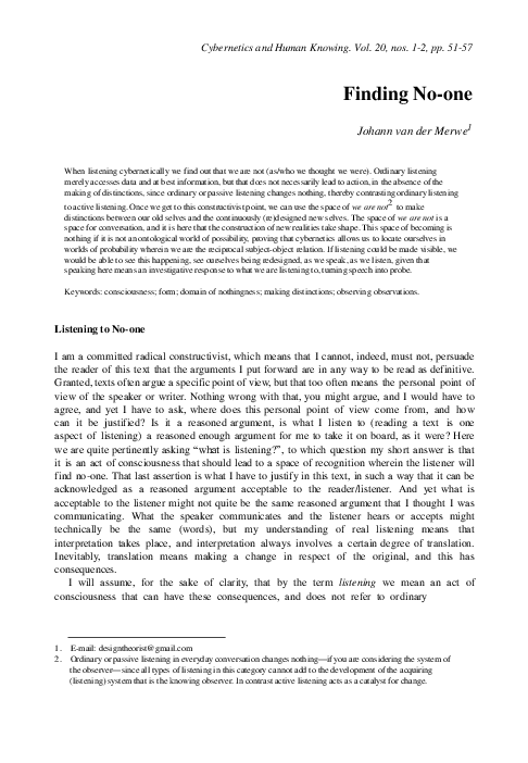 (PDF) Finding No-one