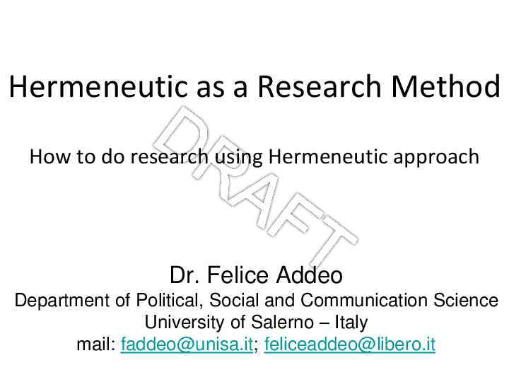 Hermeneutic as a Research Method