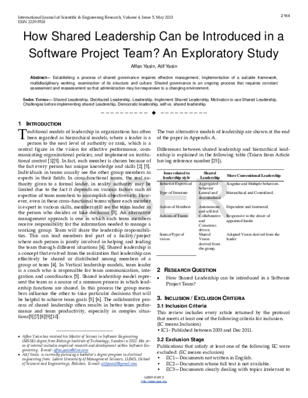(PDF) How Shared Leadership Can be Introduced in a Software Project ...
