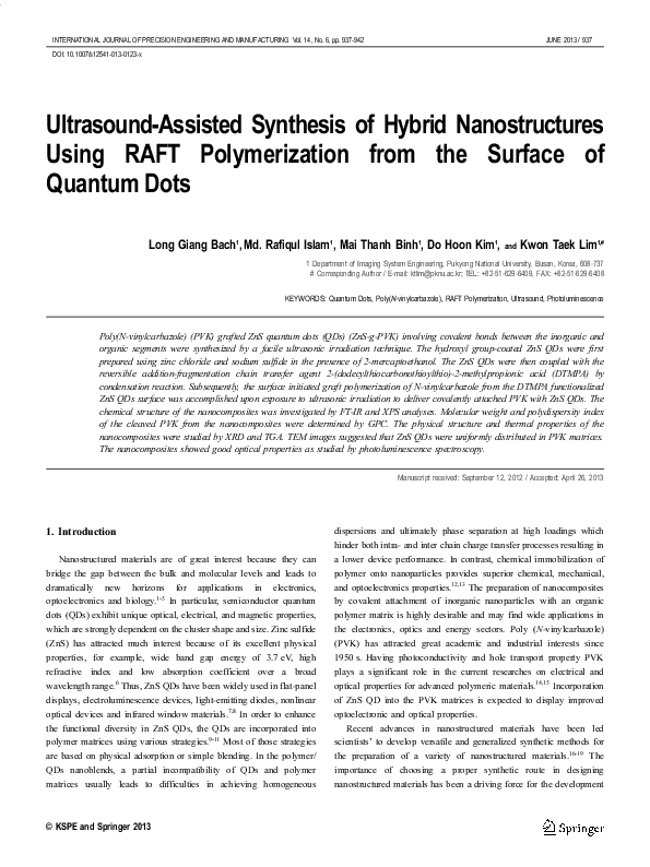 (PDF) Ultrasound-Assisted Green Synthesis of Hybrid Nanostructures ...