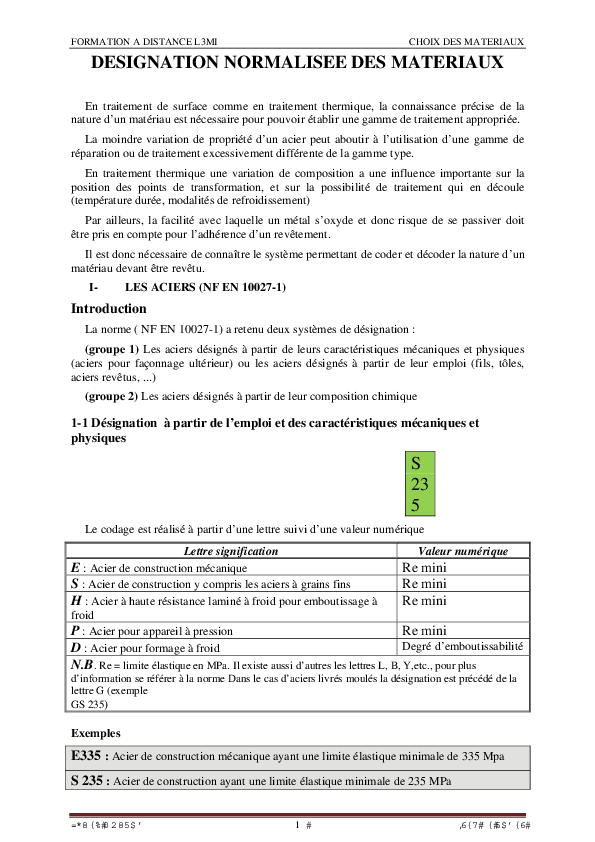 (PDF) Designation normalisee des materiaux