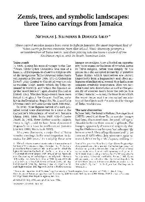 (PDF) Zemís, trees and symbolic landscapes: three Taíno carvings from ...