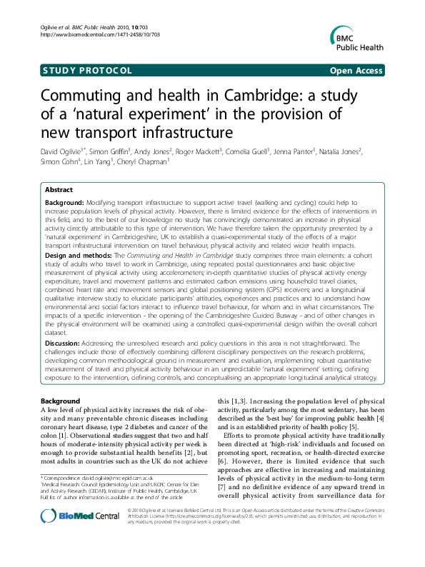 (PDF) Commuting and health in Cambridge: a study of a 'natural experiment' in the provision of ...