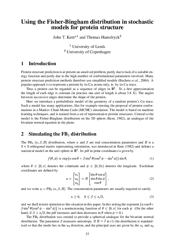 (PDF) Using the Fisher-Bingham distribution in stochastic models for ...