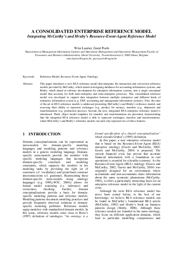 (PDF) A Consolidated Enterprise Reference Model - Integrating McCarthy ...