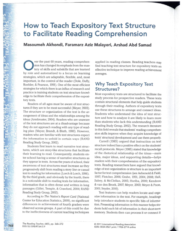 (PDF) Teaching Tips How to Teach Expository Text Structure to ...