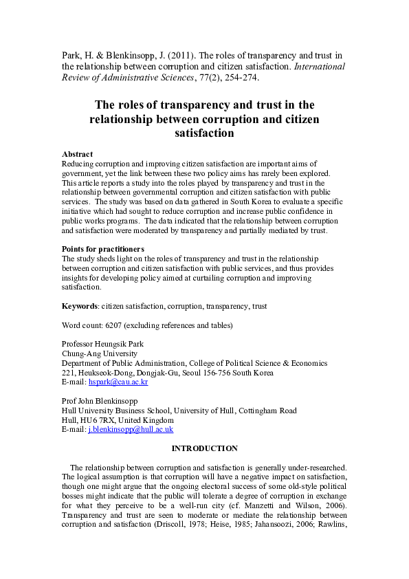 (DOC) Park, H. and Blenkinsopp, J. (2011) 'The roles of transparency ...