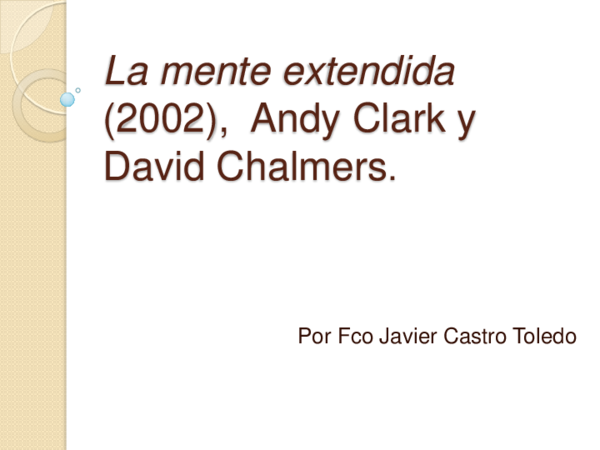 (PDF) La mente extendida 2002 Andy Clark COMPATIBILIDAD