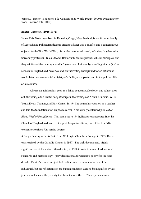 (PDF) James K. Baxter