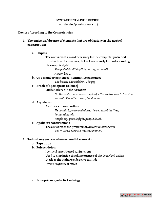 (DOC) SYNTACTIC STYLISTIC DEVICE