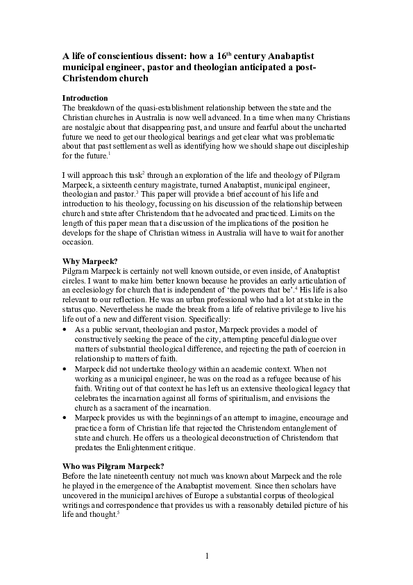 (DOC) Pilgram Marpeck Lay theologian