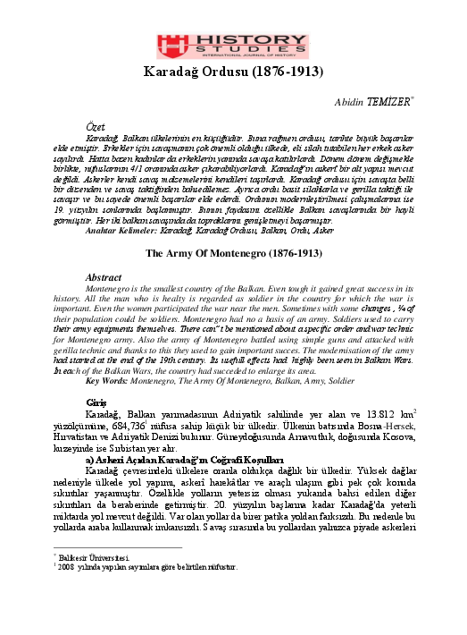 (PDF) Karadağ Ordusu (Montenegro Army)