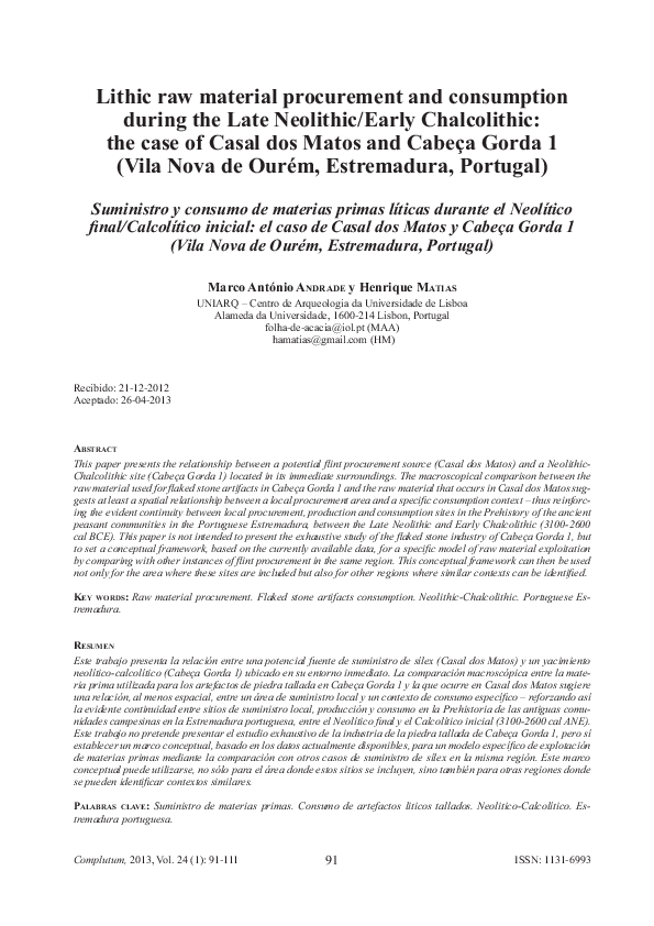 (PDF) Lithic raw material procurement and consumption during the Late ...