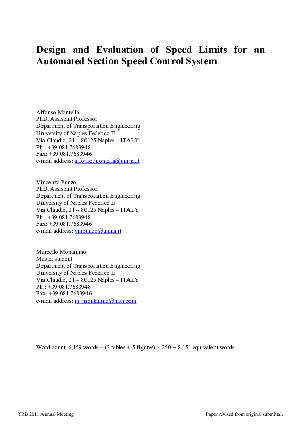 (PDF) Design and Evaluation of Speed Limits for an Automated Section ...
