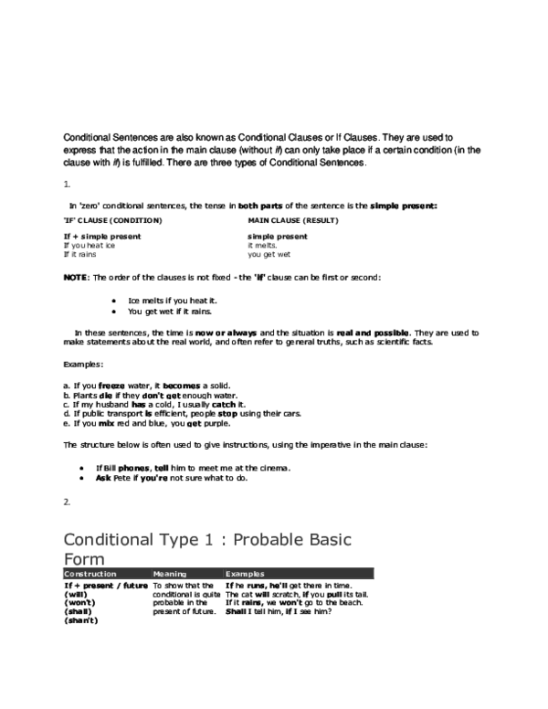 (DOC) Conditional Type 1 : Probable Basic Form Construction Meaning ...