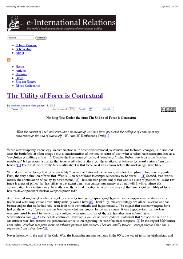 (PDF) The Utility of Force is Contextual
