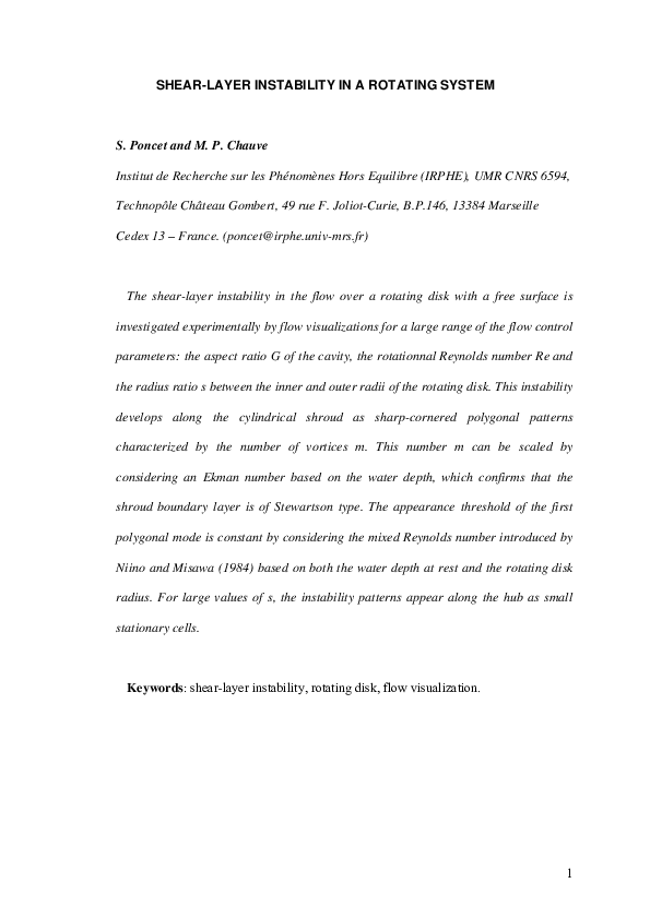 (PDF) Shear-layer instability in a rotating system
