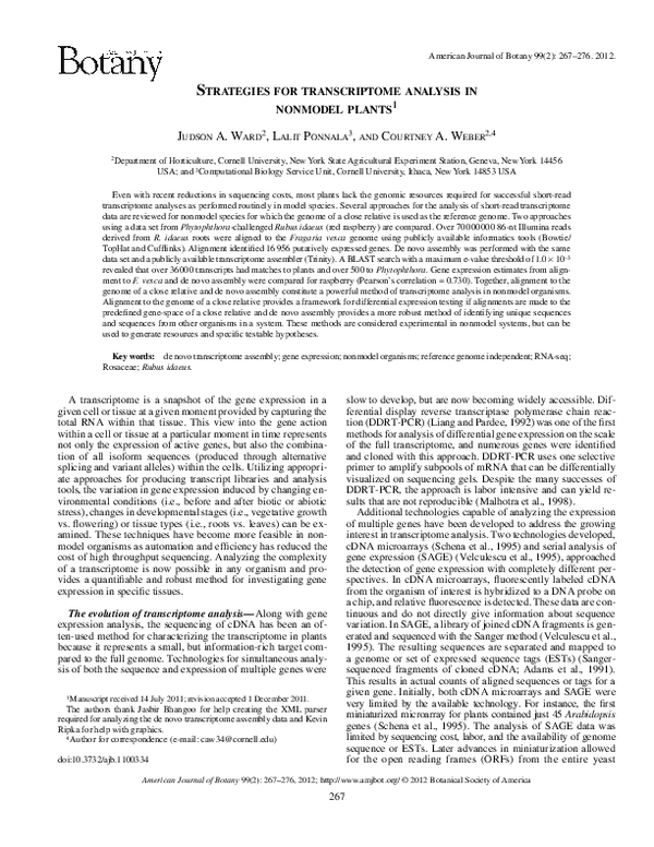 (PDF) Strategies for transcriptome analysis in non-model plants