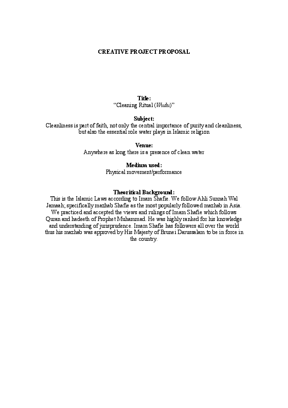 (DOC) Performance Art Project Proposal