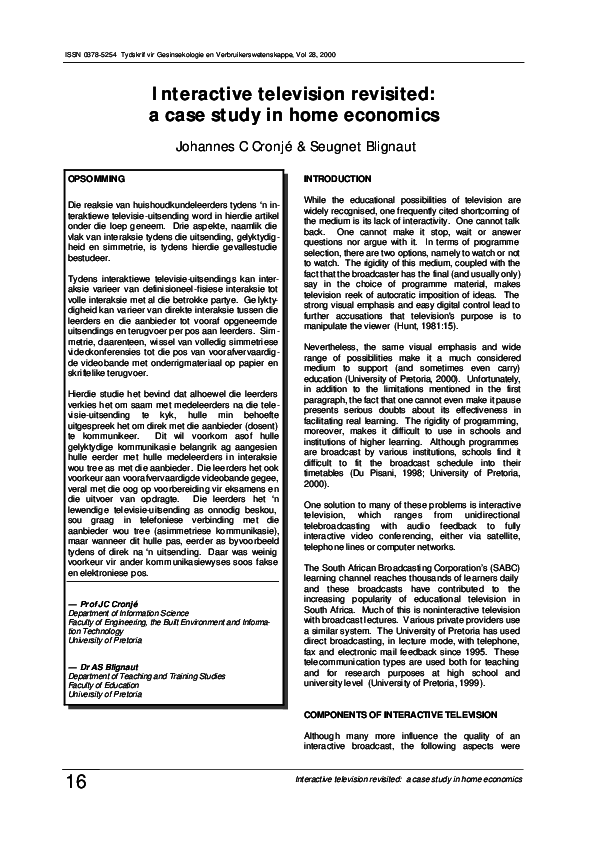 (PDF) Interactive television revisited: a case study in home economics