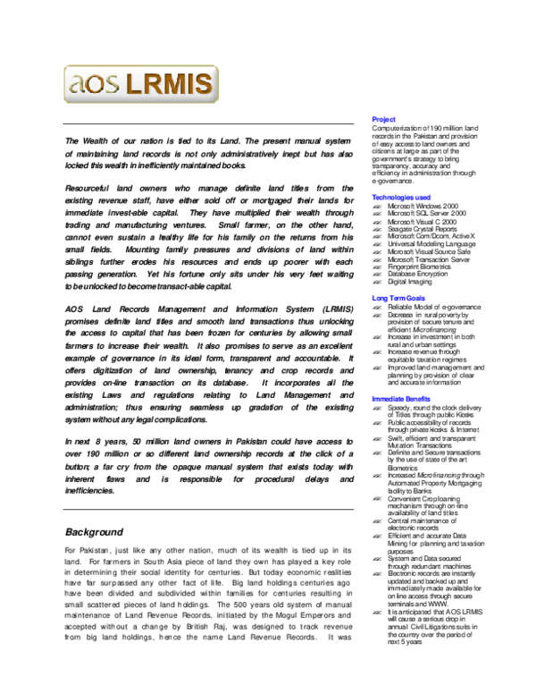 (PDF) A concept paper for Federal Govt on AOS LRMIS