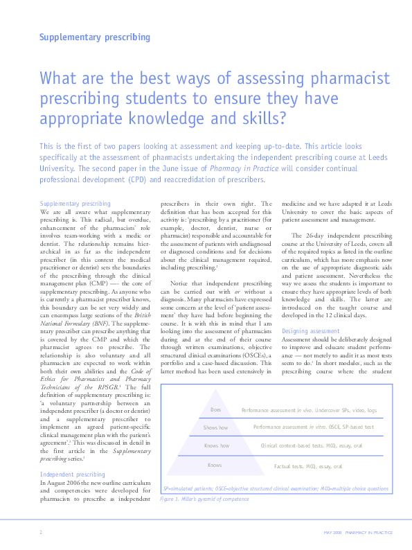 (PDF) What are the best ways of assessing pharmacist prescribing ...
