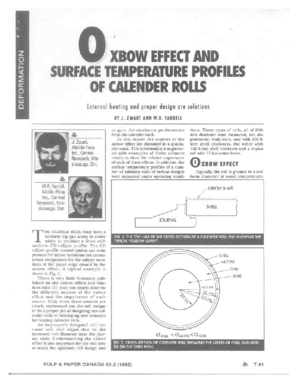 (PDF) Oxbow Effect and Surface Temperature Profiles of Calender Rolls
